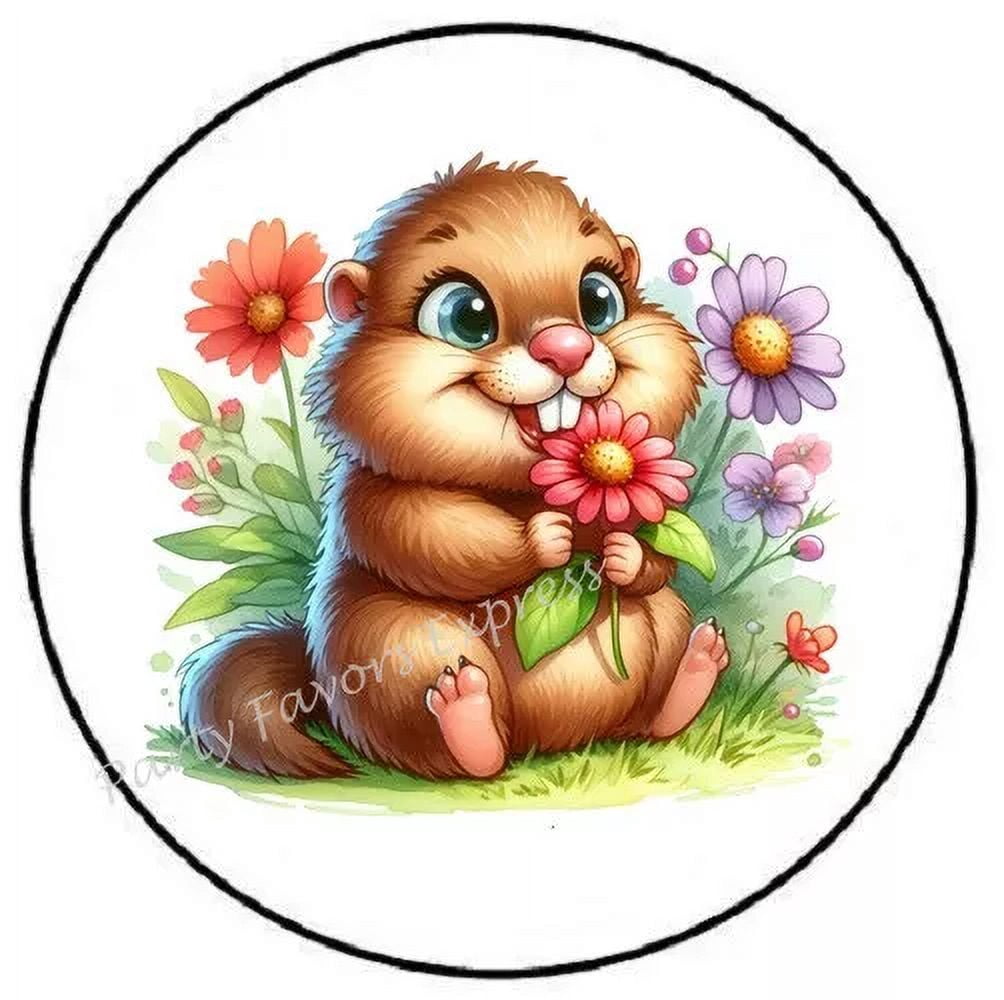 Adorable Gopher With Flowers Sticker Party Favors Sticker Envelope ...