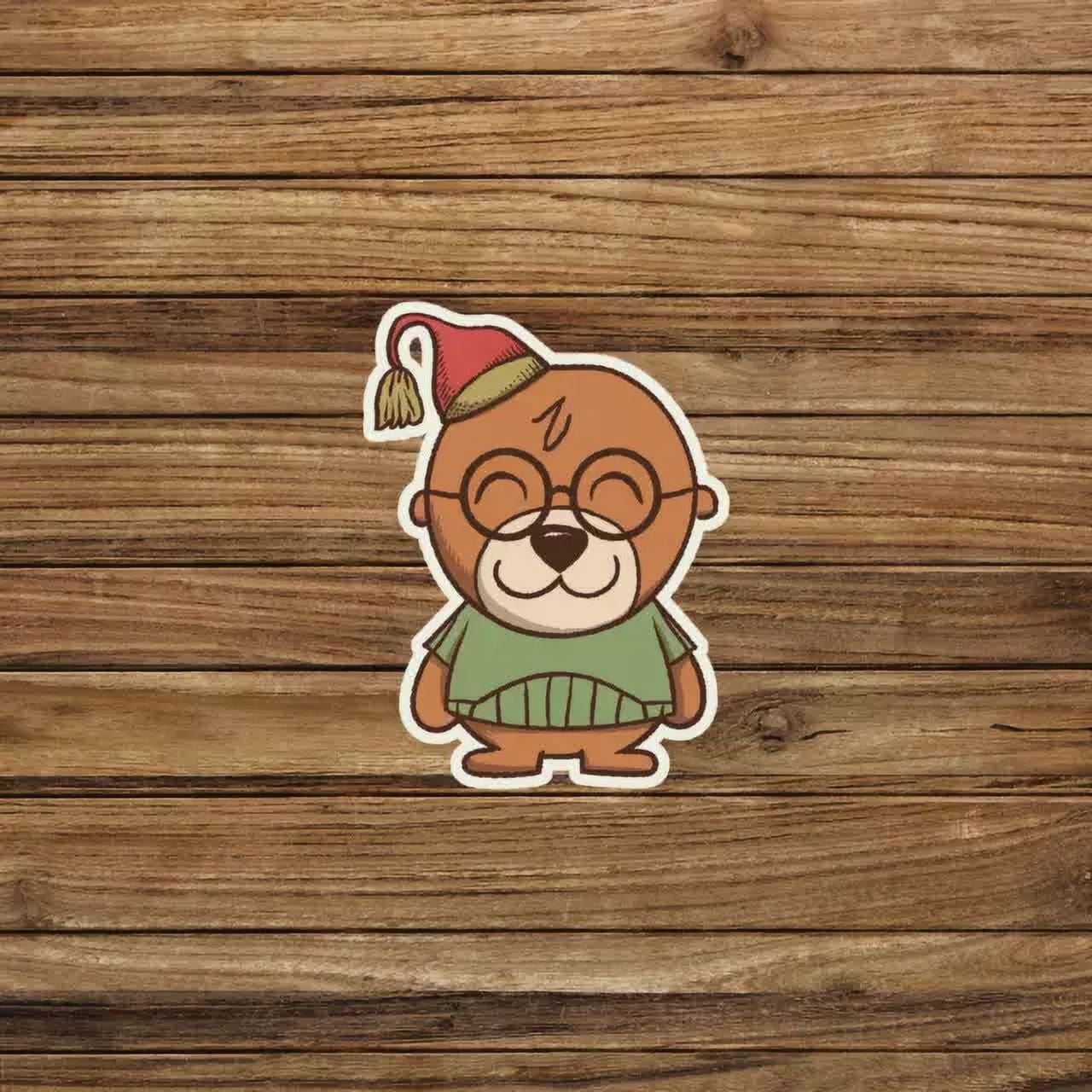 Adorable Grandpa Bear Cartoon Sticker - Cute Animal Illustration ...