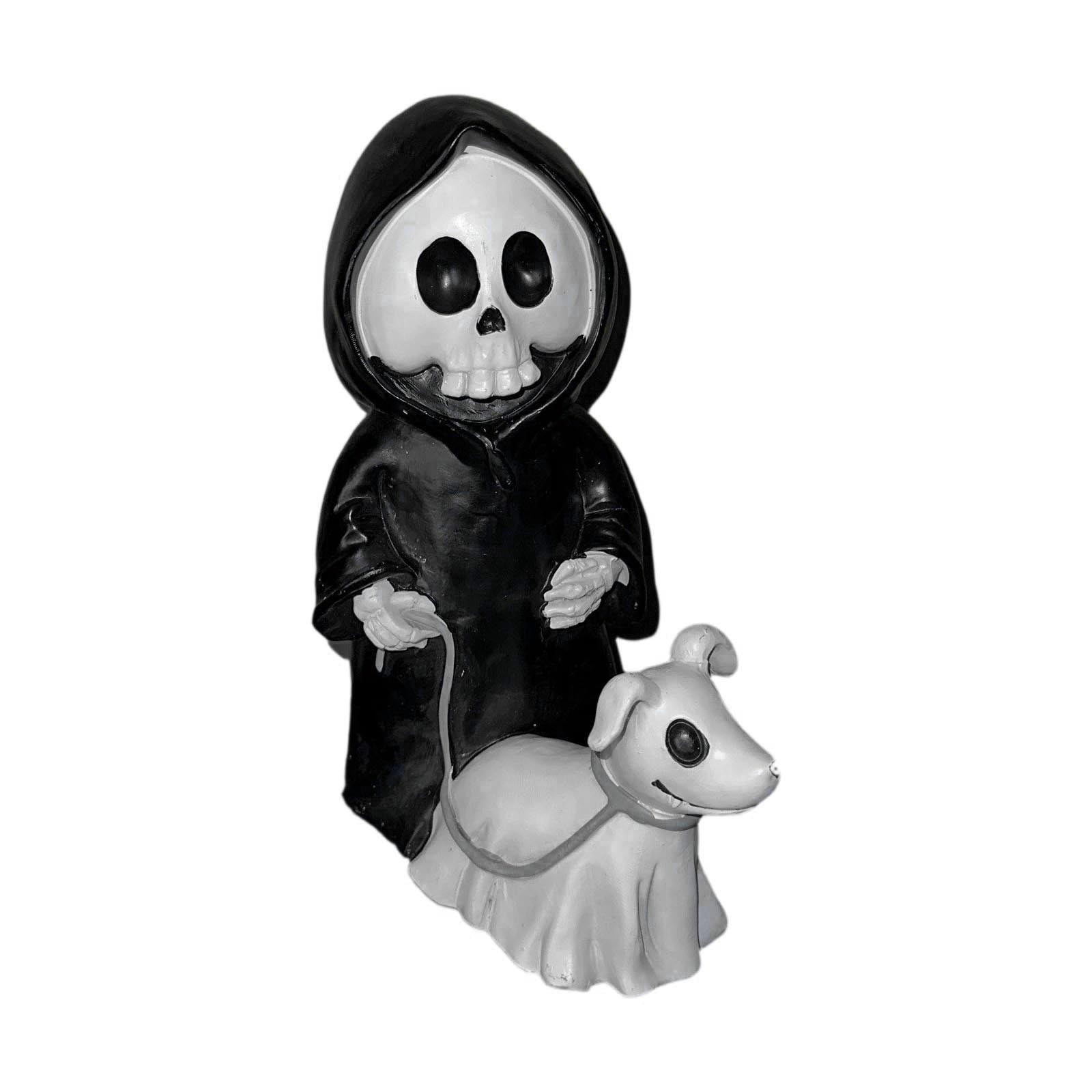 Adorable Grim Reaper Figurine with Leashed Dog, Gothic Home Decor ...