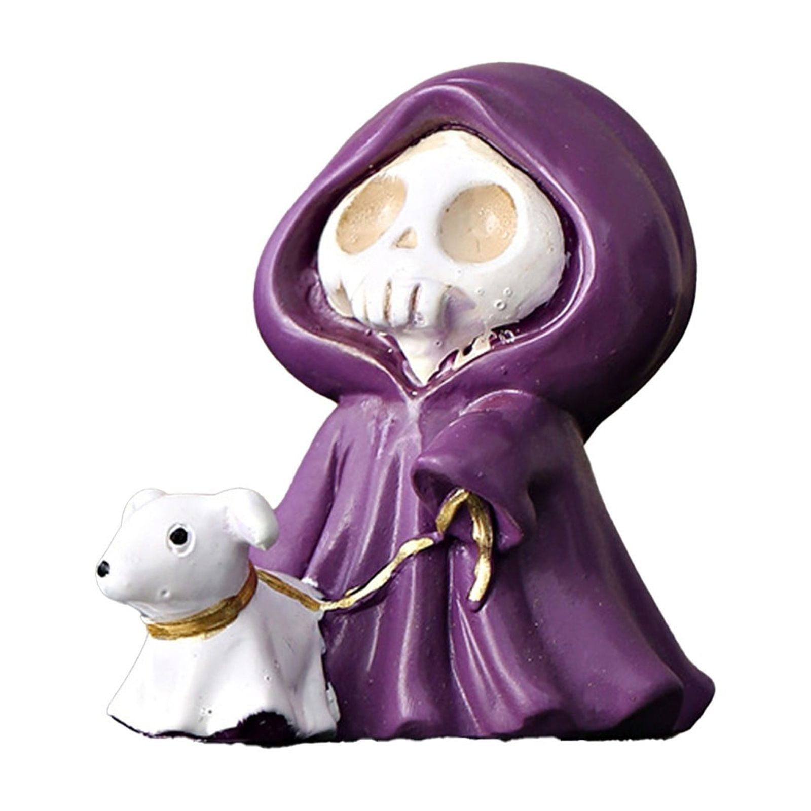 Adorable Grim Reaper Garden Statue with Dog, Weather-Resistant Resin ...