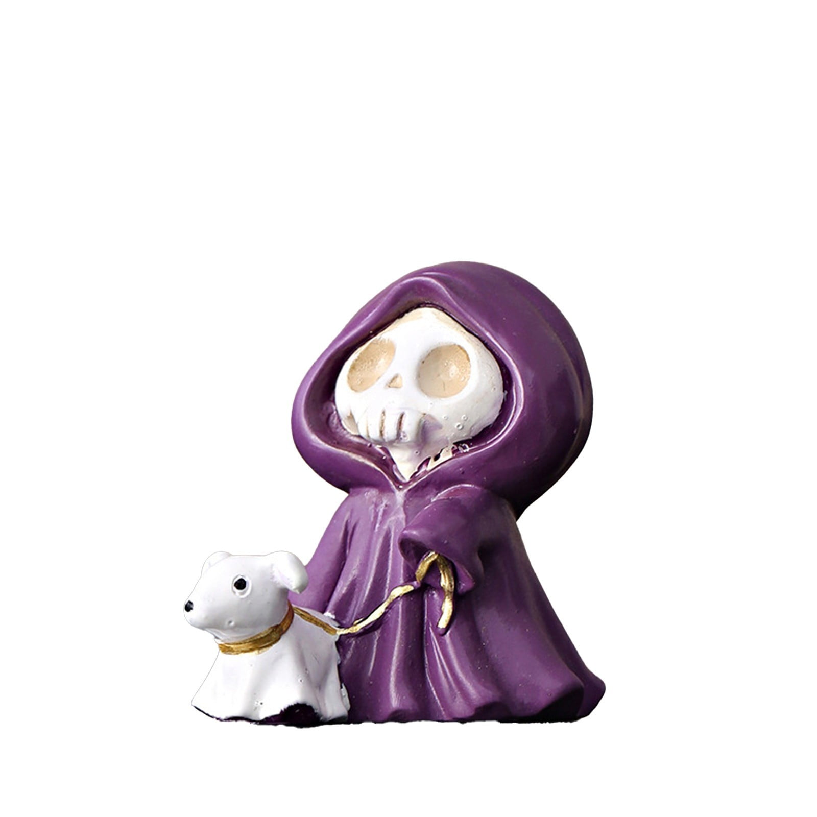 Adorable Grim Reaper Garden Statue with Dog, Weather-Resistant Resin ...