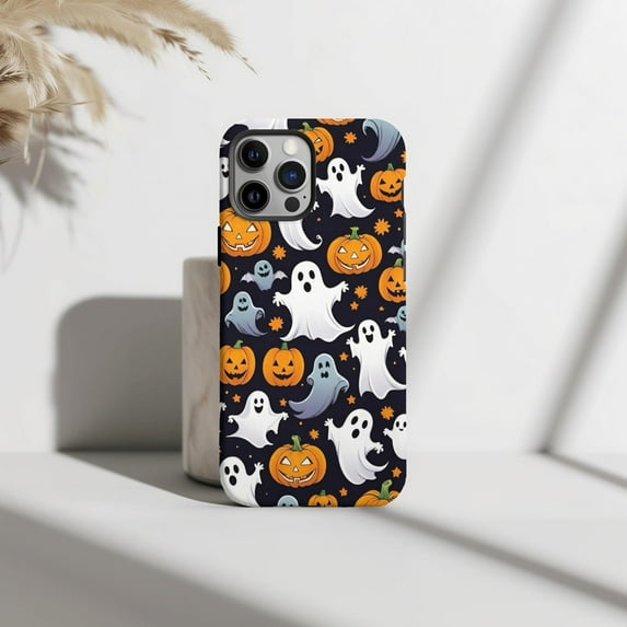 Adorable Halloween Ghosts with Pumpkin Design iPhone Case for 11 12 13 ...
