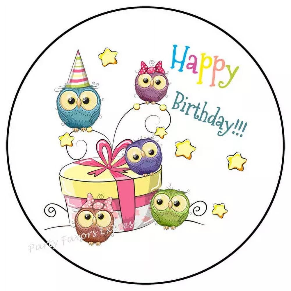 Adorable Happy Birthday Owls Envelope Seals Labels Party Favors ...