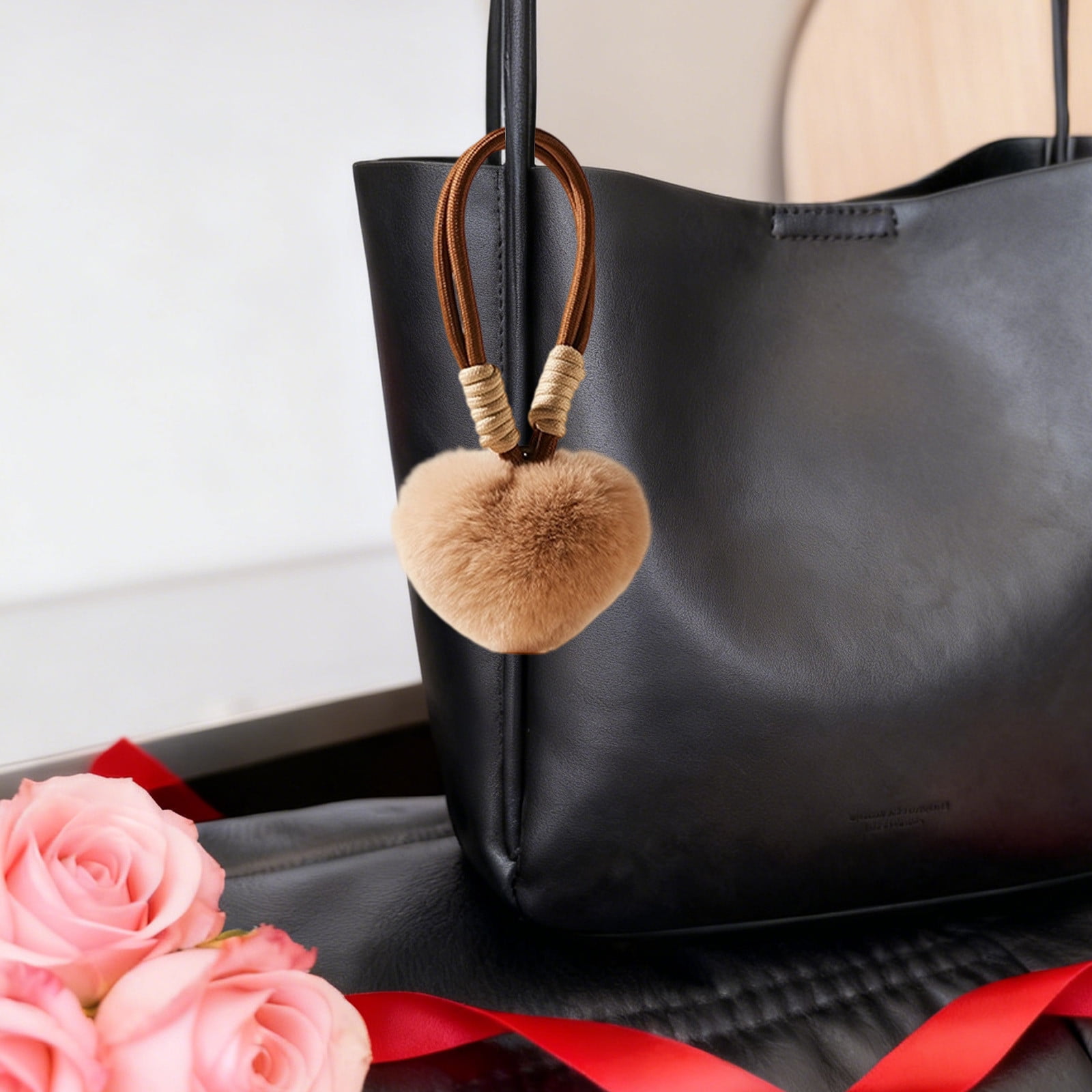 Adorable Heart-Shaped Handbag Keychain for Women – Cute Faux Velvet ...