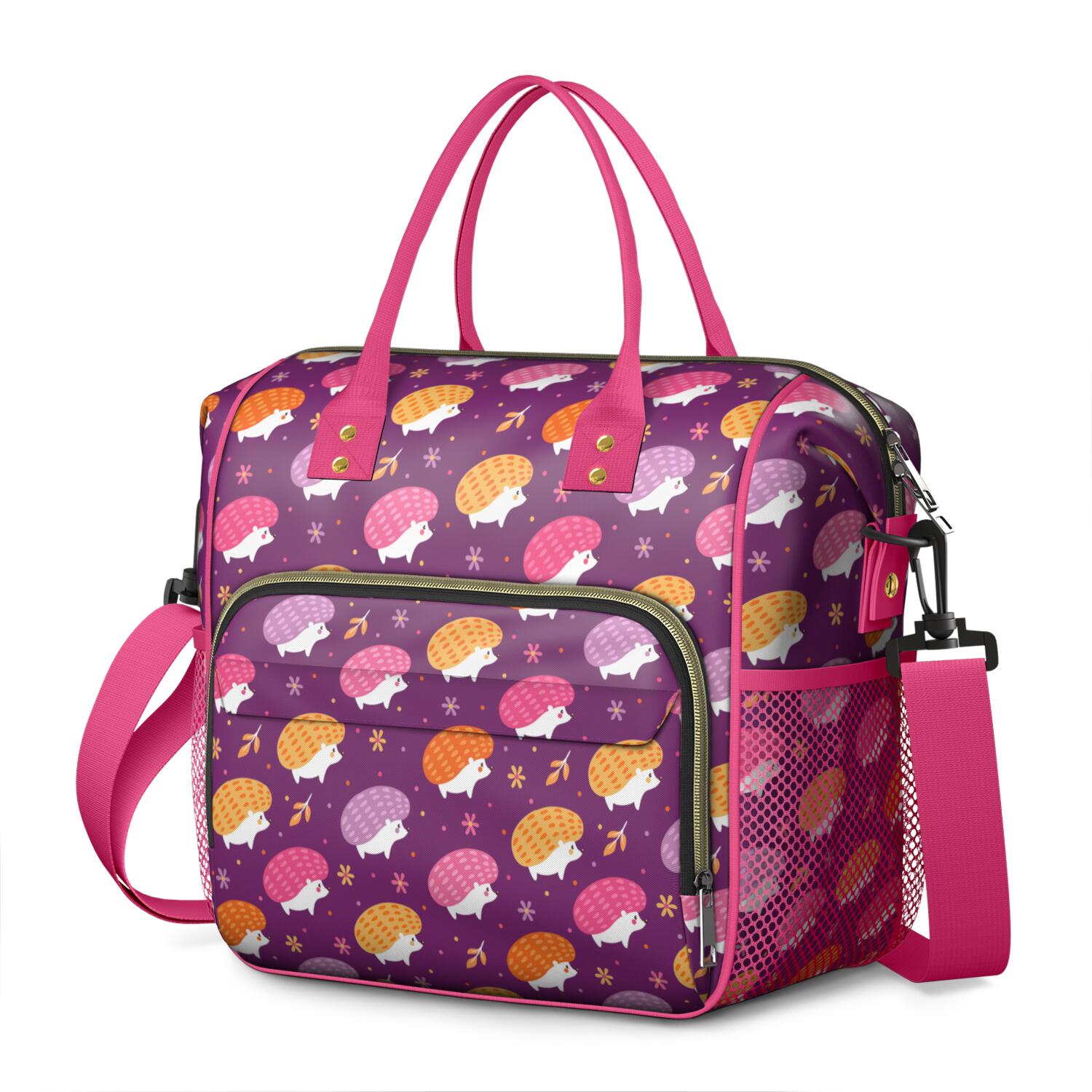 Adorable Hedgehog Pattern Lunch Box, Cute Artistic Cartoon Lunch Tote ...