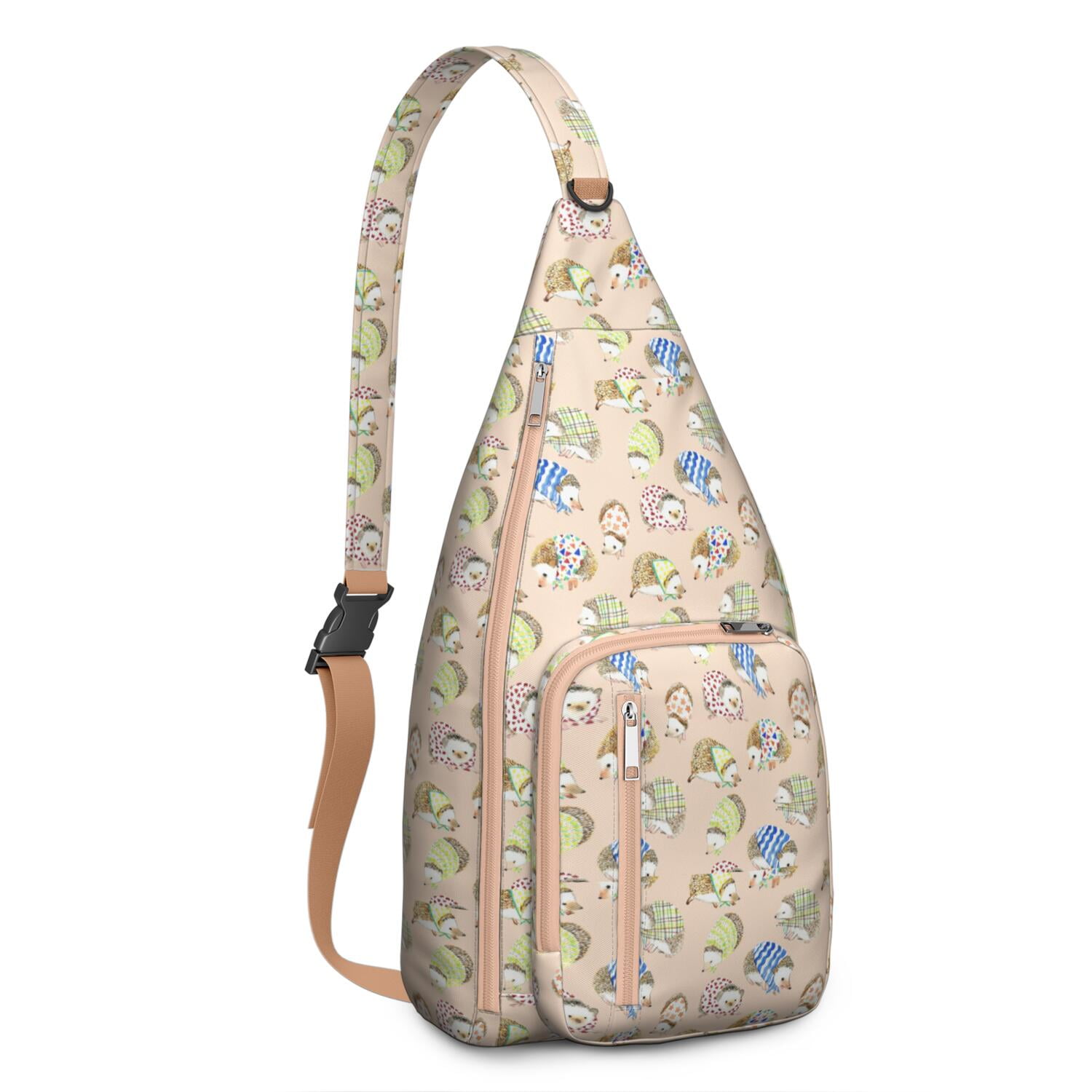 Adorable Hedgehog Print Sling Backpack - Artistic Forest Scene ...