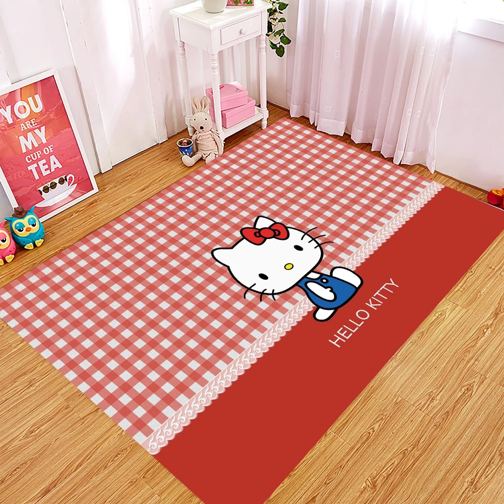 Adorable Hello Kitty Design Bedside Rug Living Room Carpet Cozy Floor ...