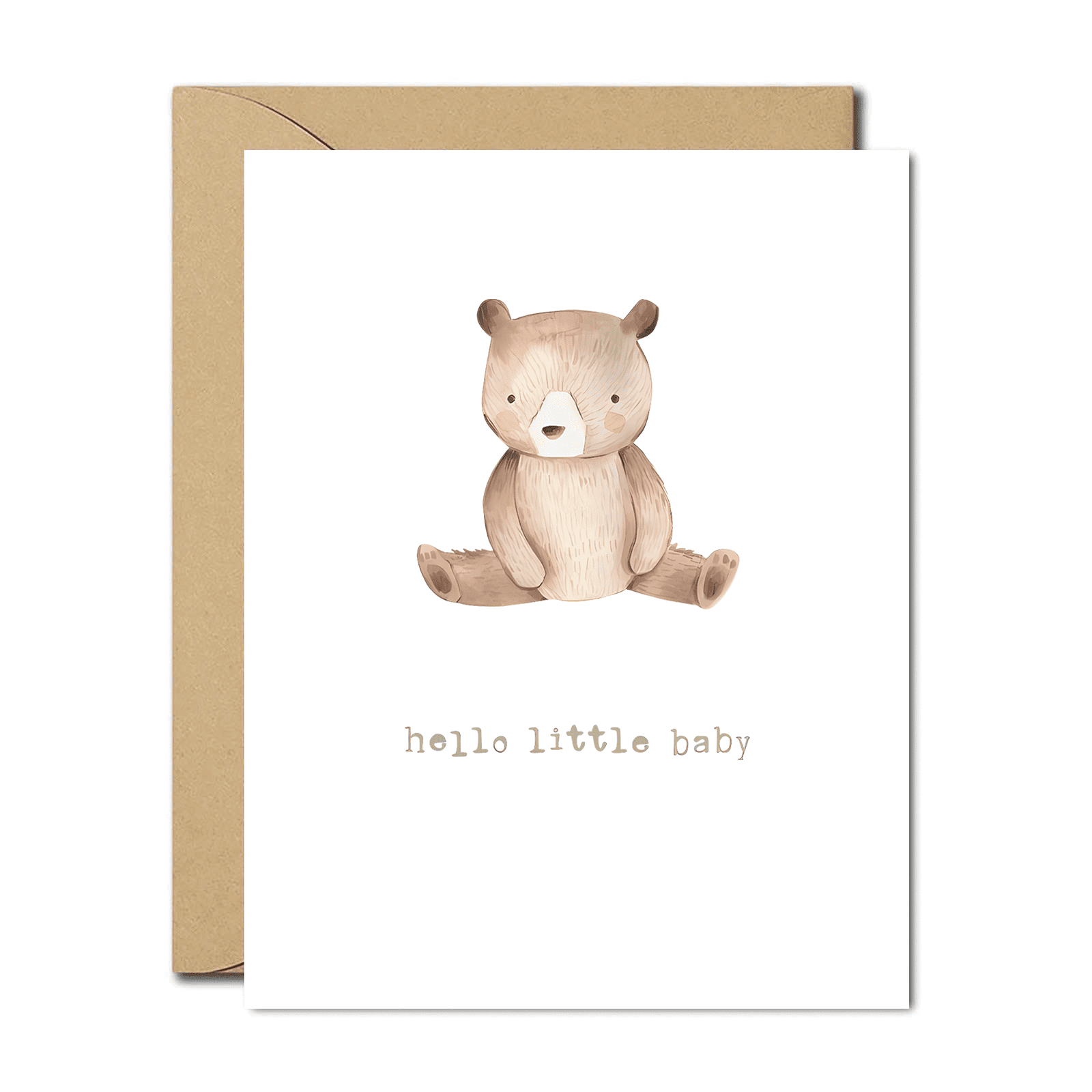 Adorable “Hello Little Baby” Card with Bear Illustration – Perfect for ...