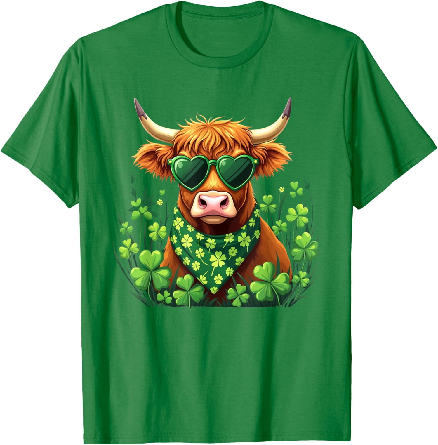 Adorable Highland Cow St. Patrick’s Day Tee - Cute Shamrock Cow for Irish Celebration Unisex T ...