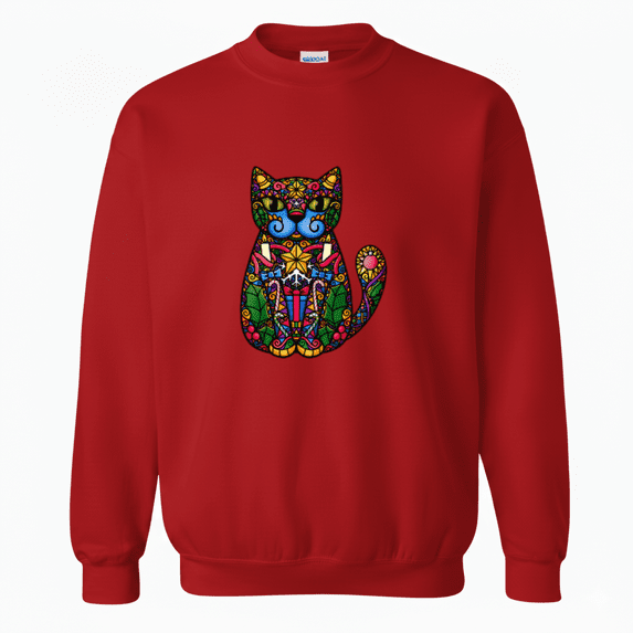 Adorable Holiday Pet Lover Cute Cat Festive Cheer Design Sweatshirt, up ...