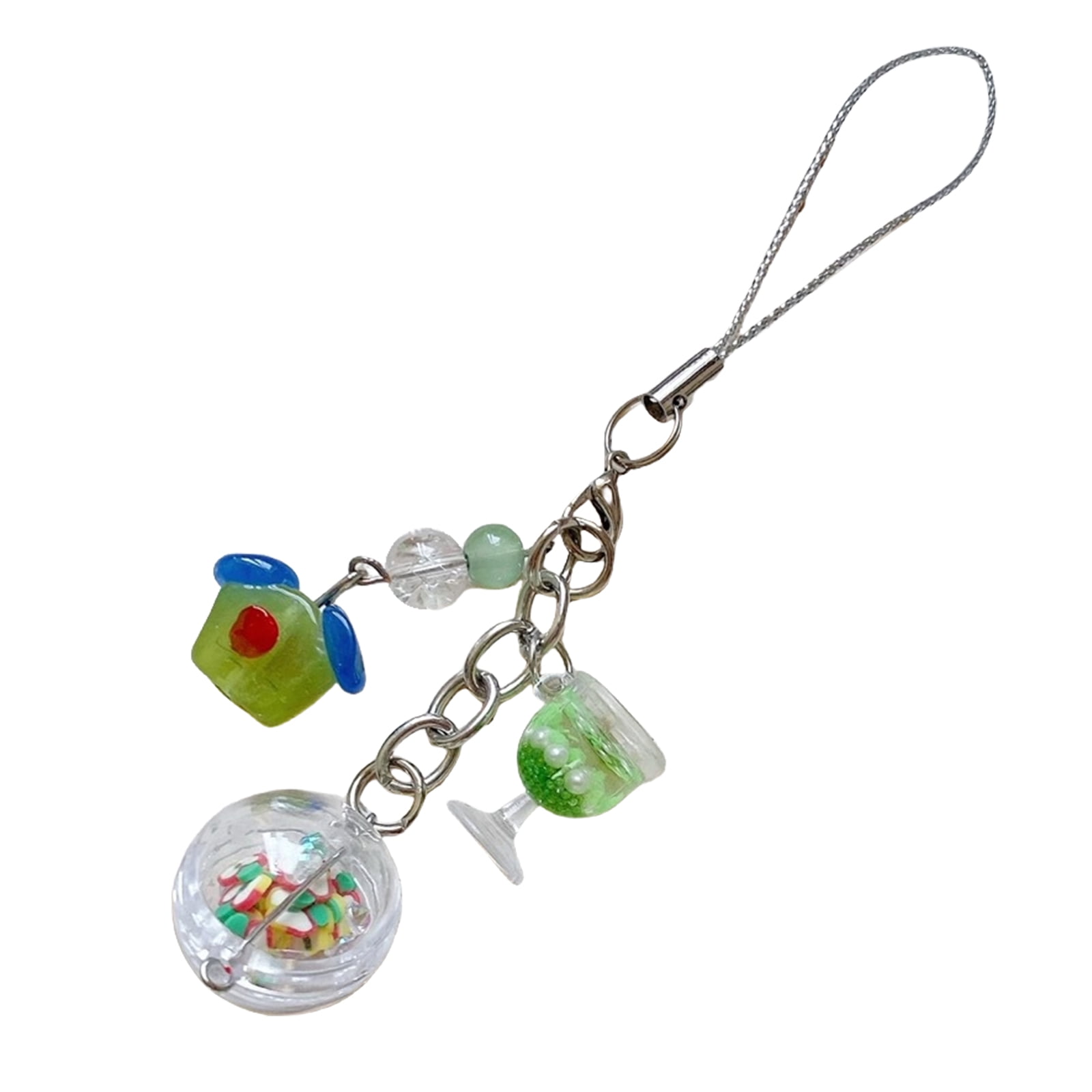Adorable Ice Cream Design Phone Lanyard Green Pendant Keychain Gift ...
