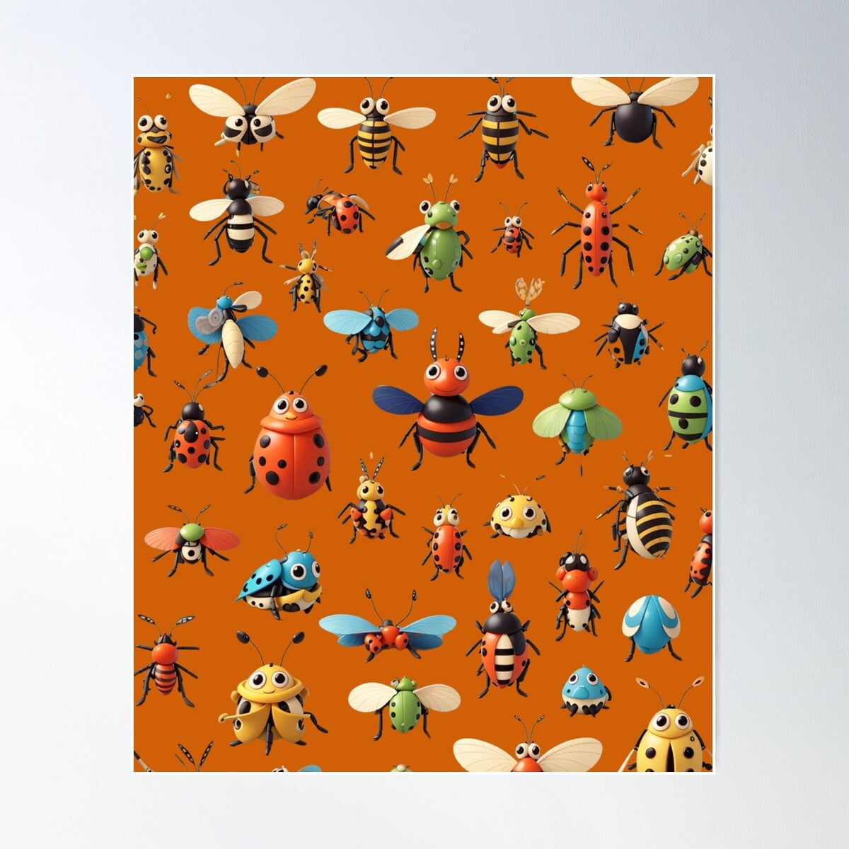 Adorable Insect Friends Cute Cartoon Bugs Poster Wall Art, Modern Wall ...