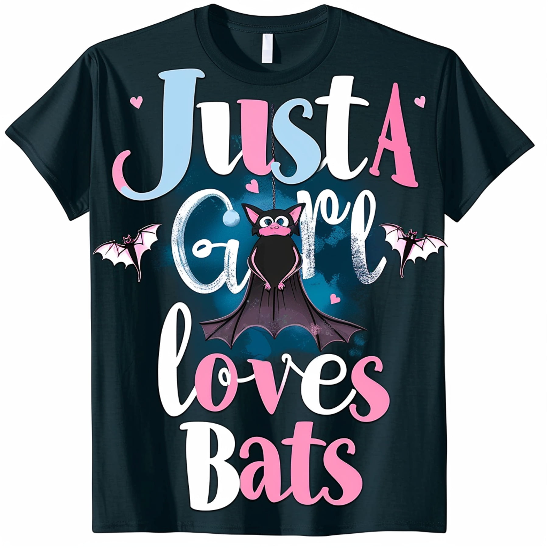 Adorable 'Just A Girl Who Loves Bats' Vector Graphic Tee Pink & Blue ...