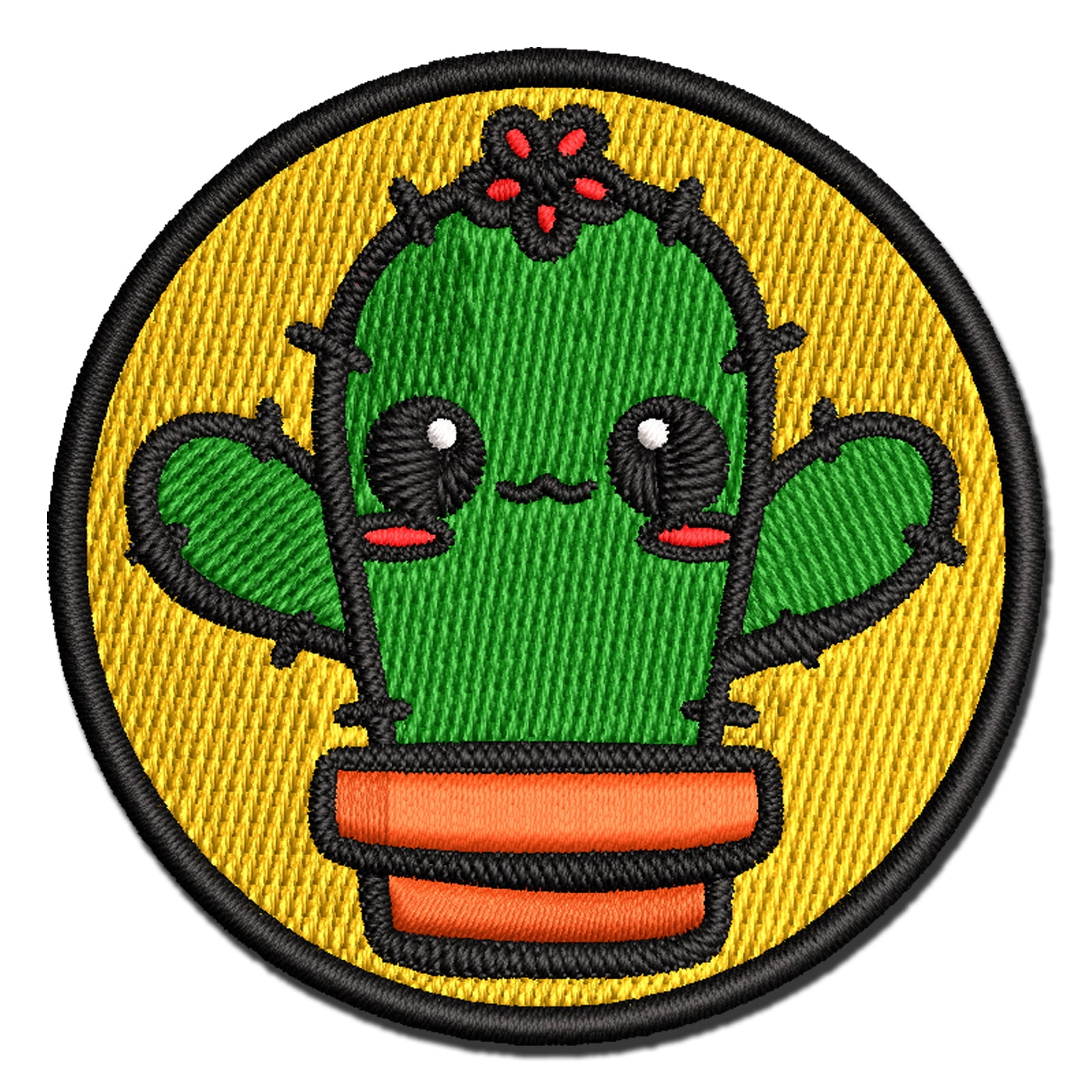 Adorable Kawaii Chibi Cactus in Pot Succulent Applique Multi-Color ...