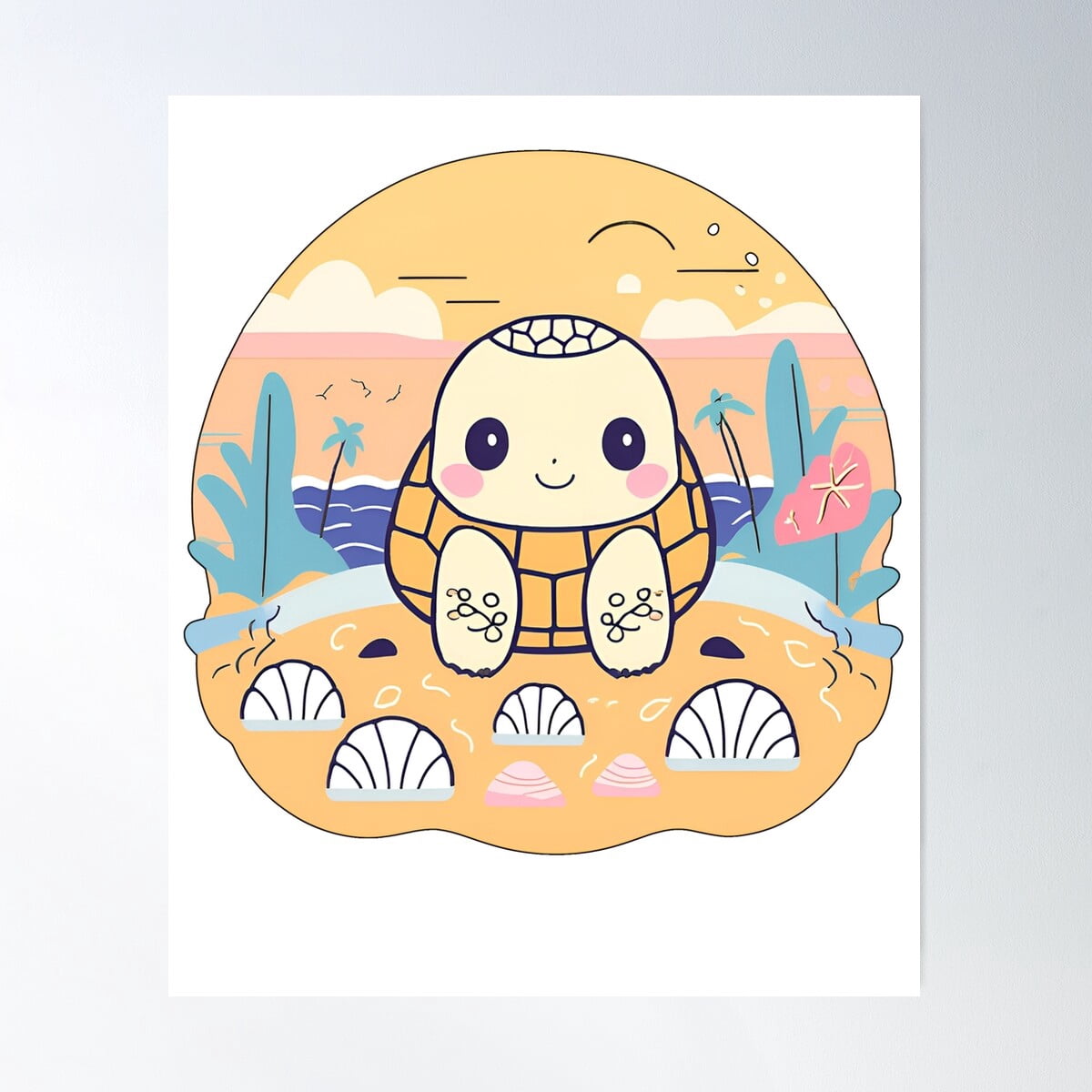 Adorable Kawaii Turtle 14 Poster Wall Art Modern Wall Decor Wall Art ...