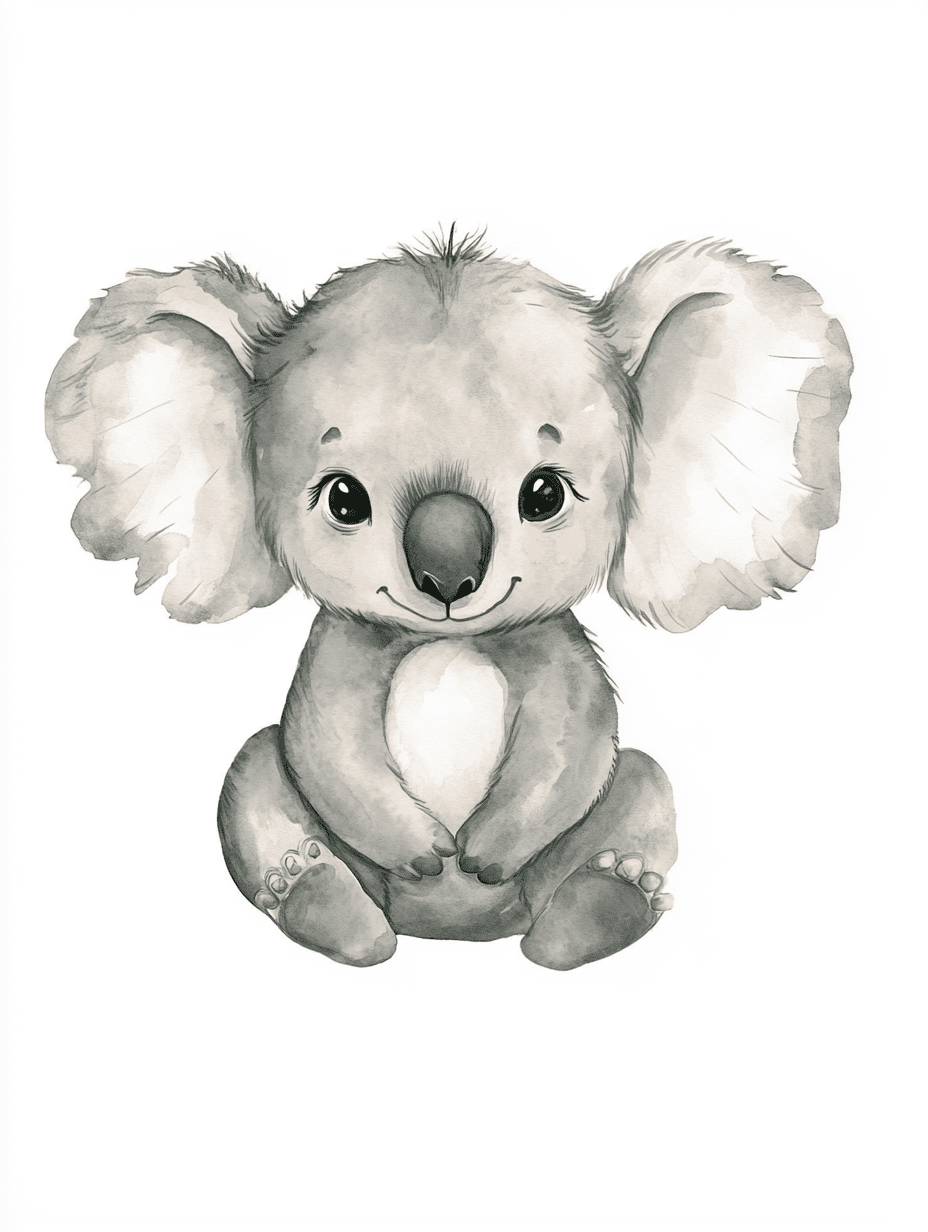 Adorable Koala Watercolor Wall Art/Canvas Print， Suitable for Living ...
