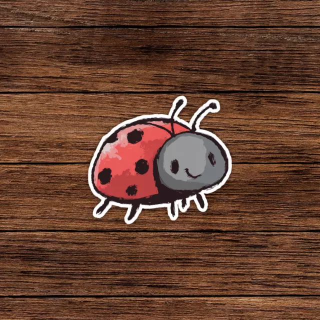 Adorable Ladybug Sticker - Cute Red And Gray Watercolor Bug Decalphone ...