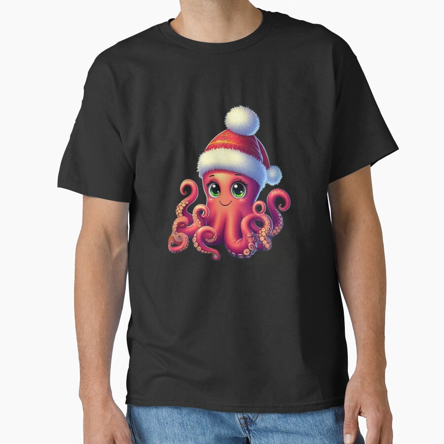 Adorable Little Christmas Octopus with Holiday Cheer Unisex T-Shirt, up ...