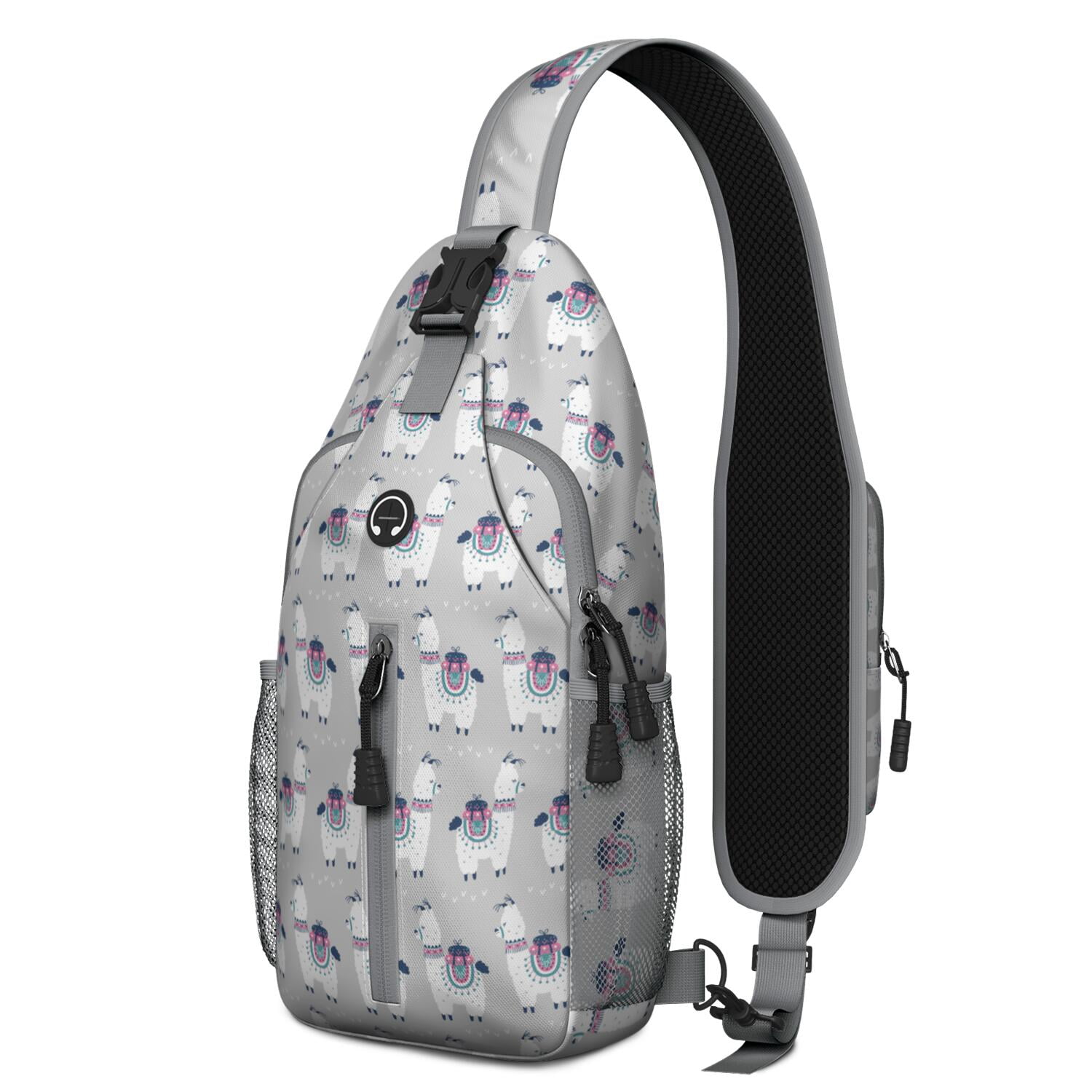Adorable Llama and Alpaca Cartoon Pattern Sling Backpack, Lightweight ...