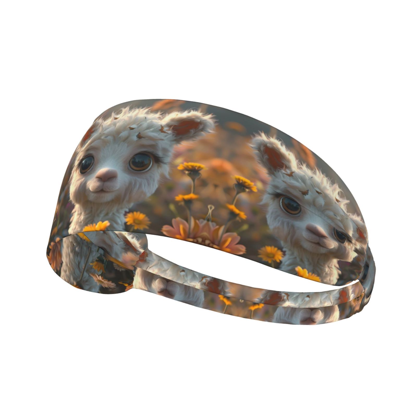 Adorable Llama In Flowers Headbands for Women/Men, Elastic Soft Sweat ...