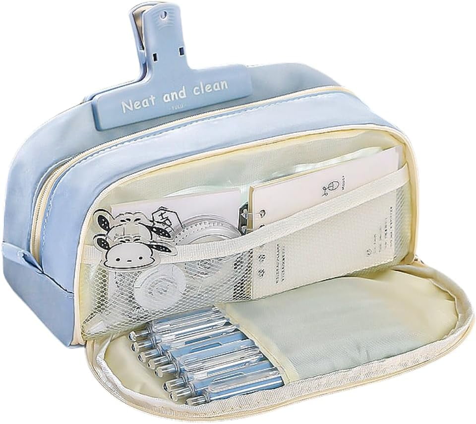 Adorable Macaron-Colored Double-Layer Canvas Pencil Case Pencil Holder ...