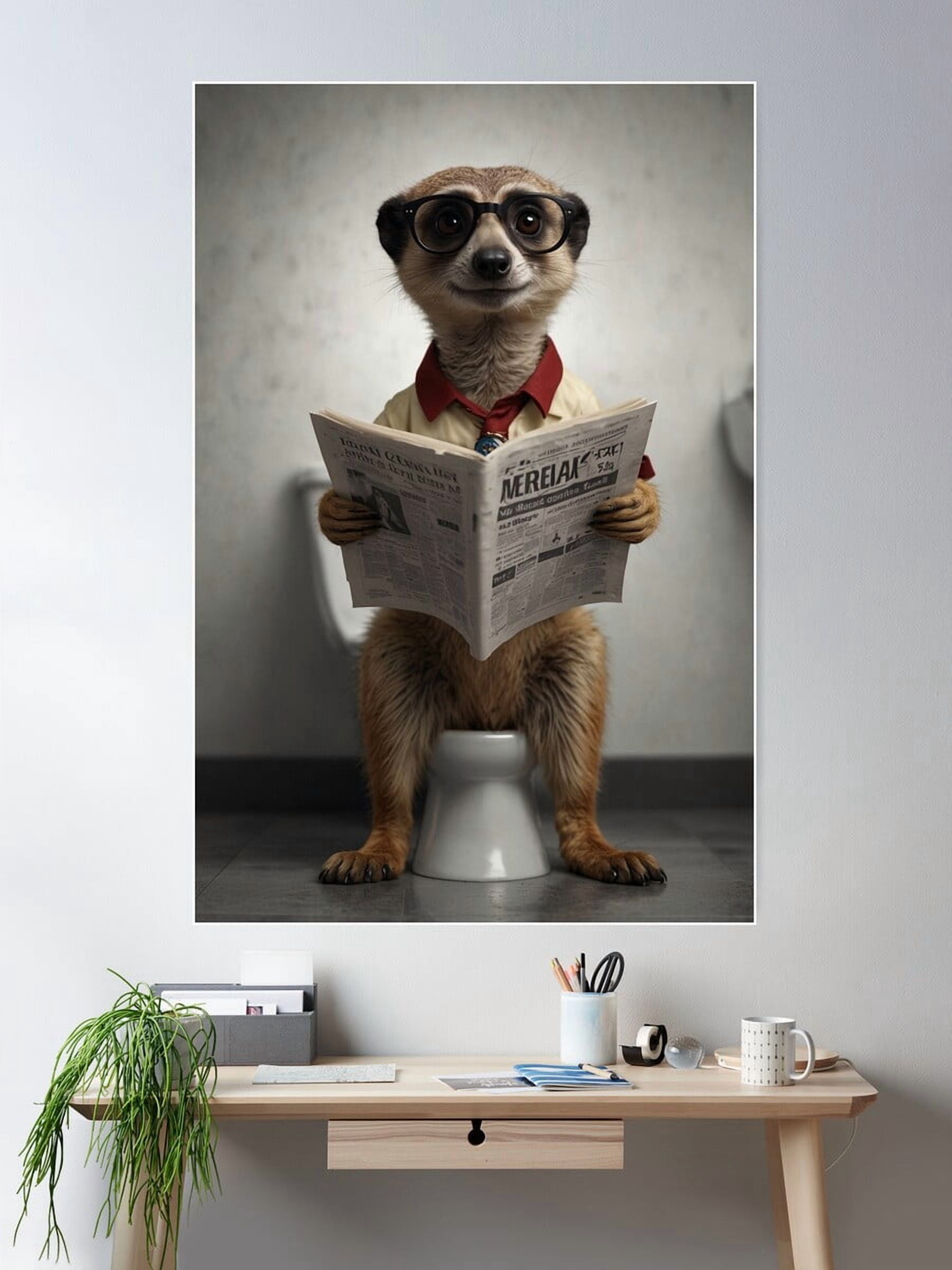 Adorable Meerkat Reading Newspaper Poster Wall Art Modern Wall Decor ...