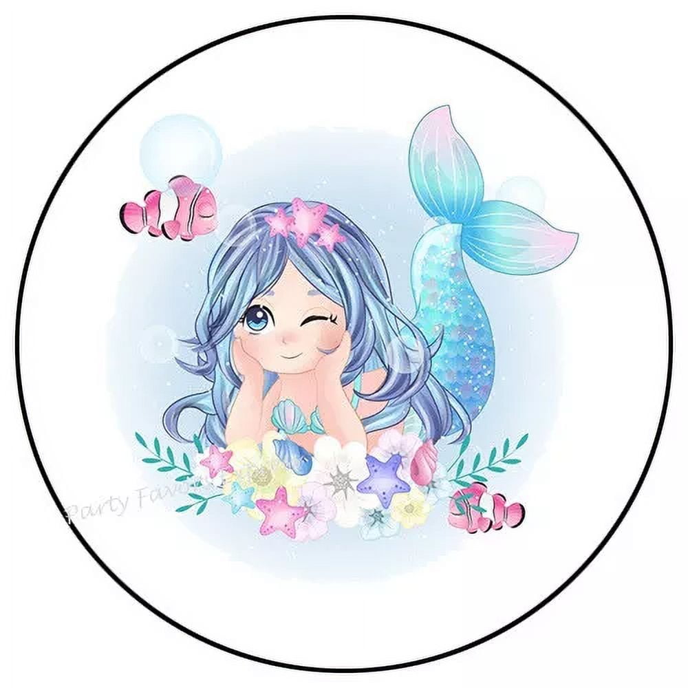 Adorable Mermaid With Flowers Stickers Party Favors Phone Decal Water ...