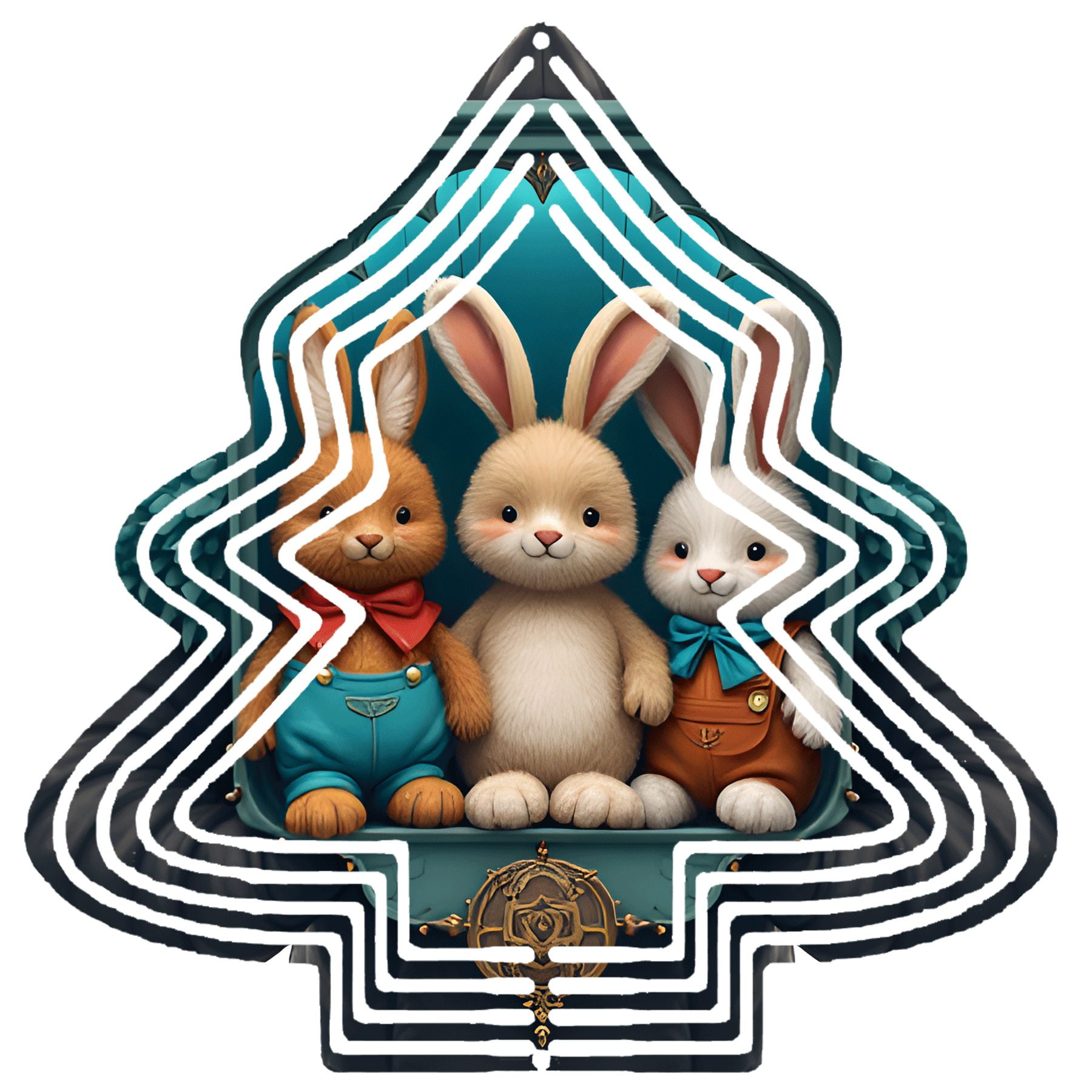 Adorable Metal Hanging Christmas Tree Wind Spinner - Colorful Rabbit ...
