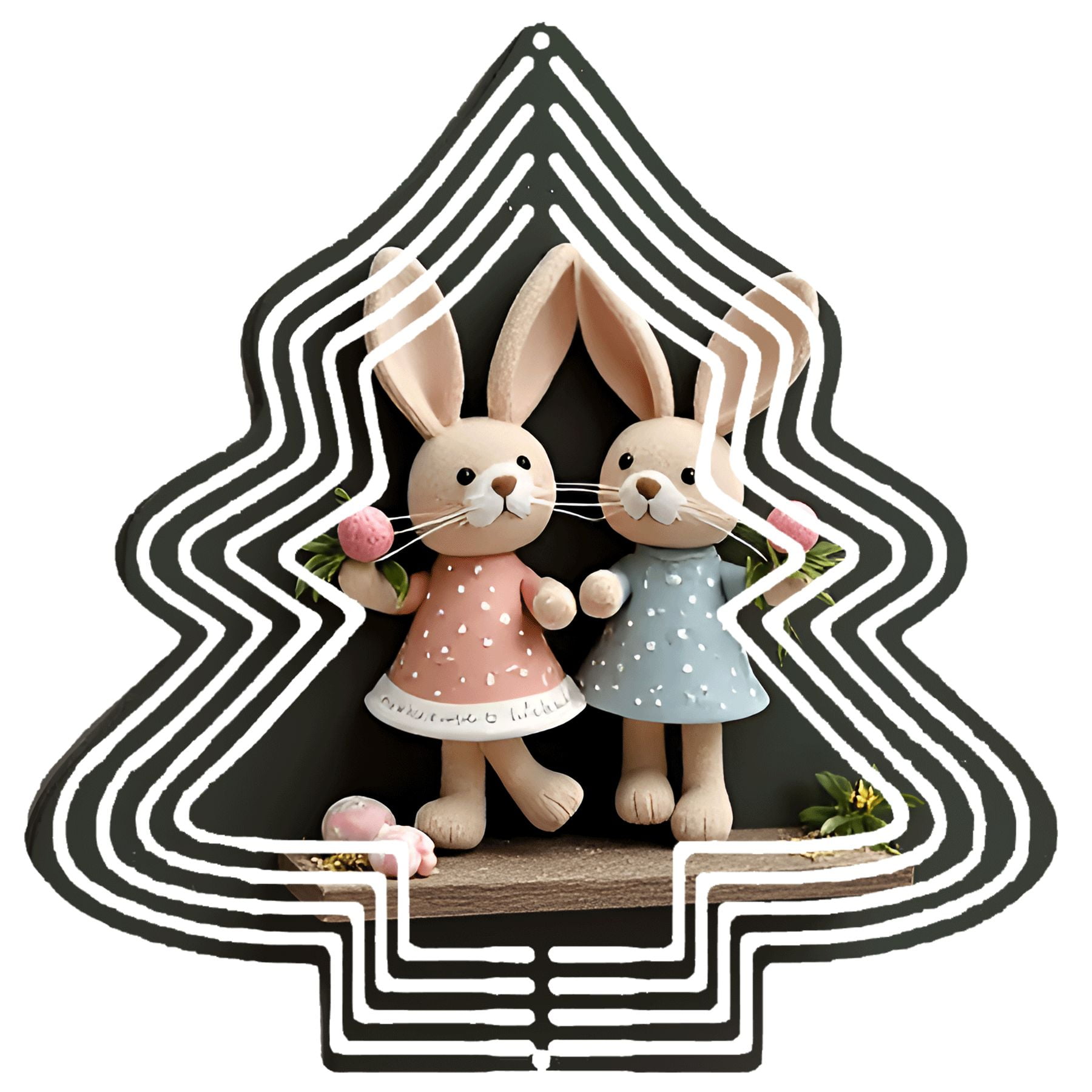 Adorable Metal Hanging Christmas Tree Wind Spinner - Polka - Dotted ...