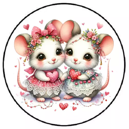 Adorable Mice With Hearts Sticker Party Favors Sticker Envelope Seals ...