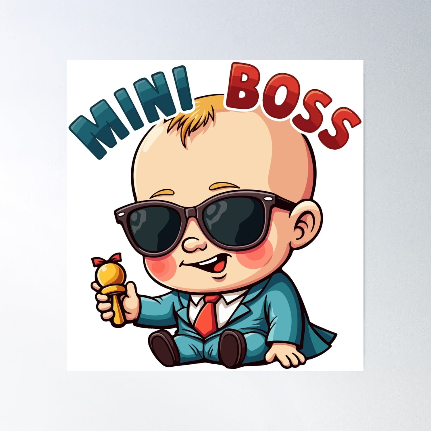 Adorable Mini Boss Sticker | Cartoon Baby Dressed Like A Boss Poster ...