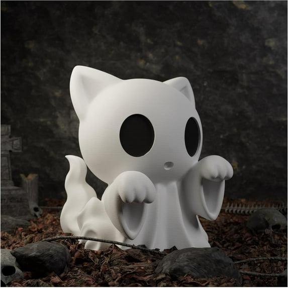 Adorable Miniature Ghost Cat Statue – Spooky Cute Decor, Unique Gift ...