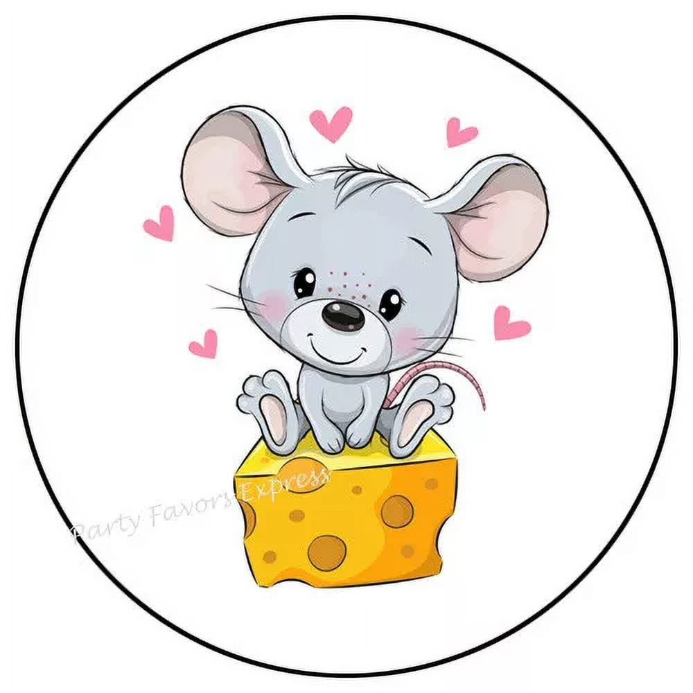 Adorable Mouse With Cheese Sticker Party Favors Sticker Envelope Seals ...