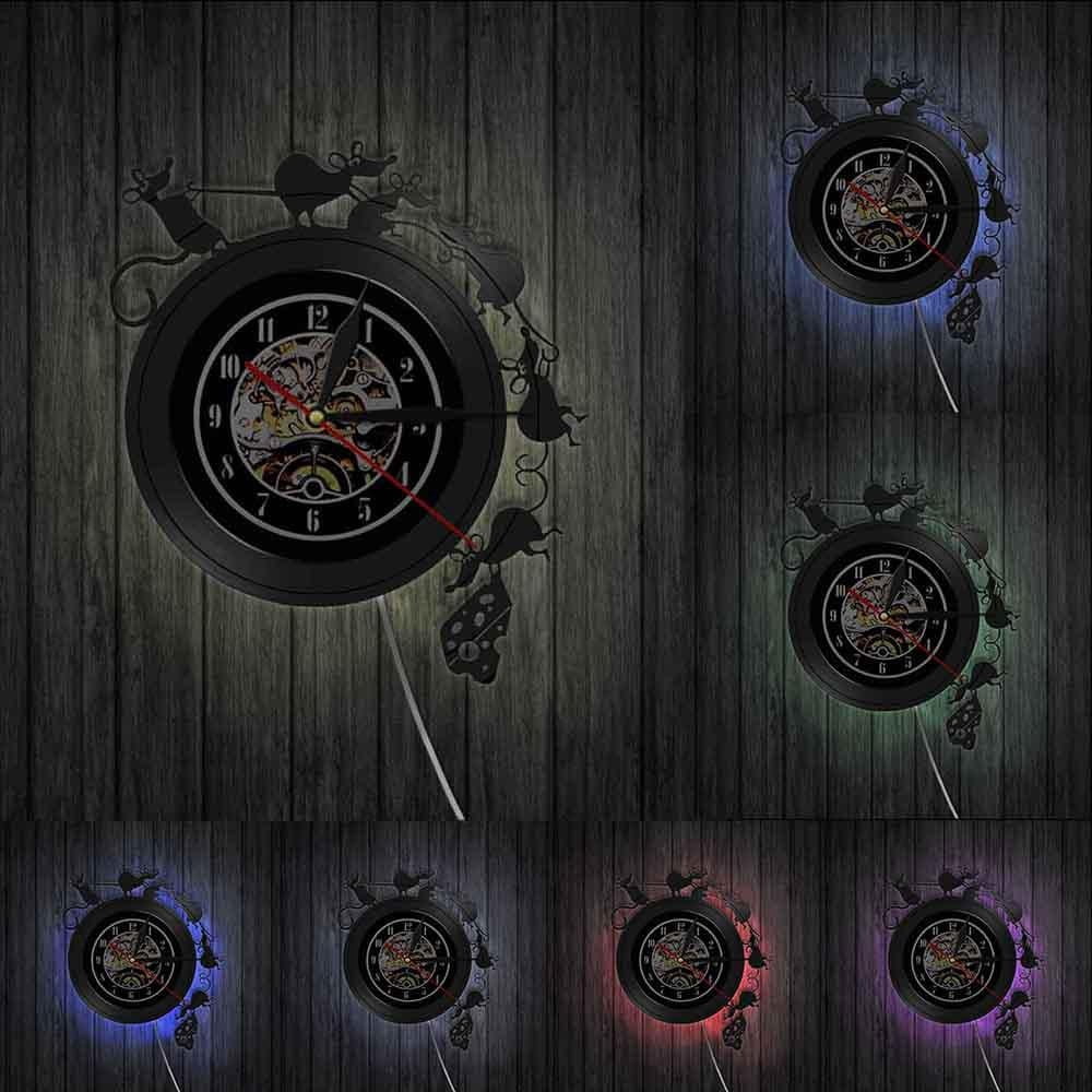 Adorable Mouse and Cheese Game Wall Art Wall Clock Vinyl Record Wall ...