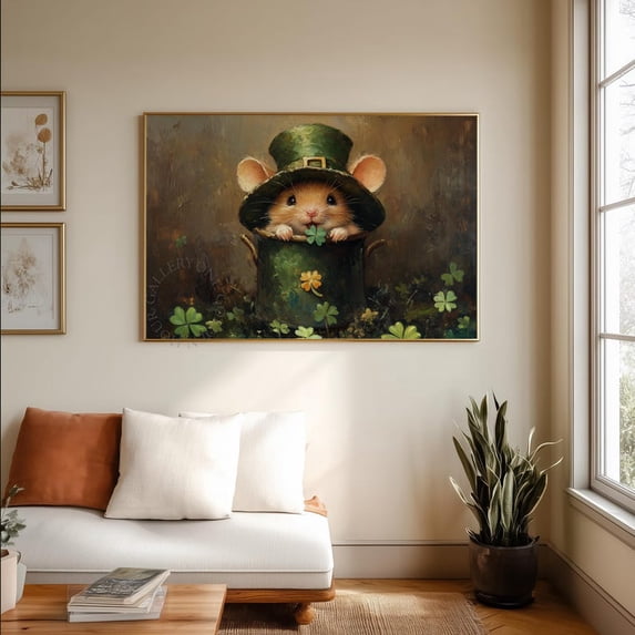 Adorable Mouse in Leprechaun Hat - St. Patrick's Day Printable Art ...