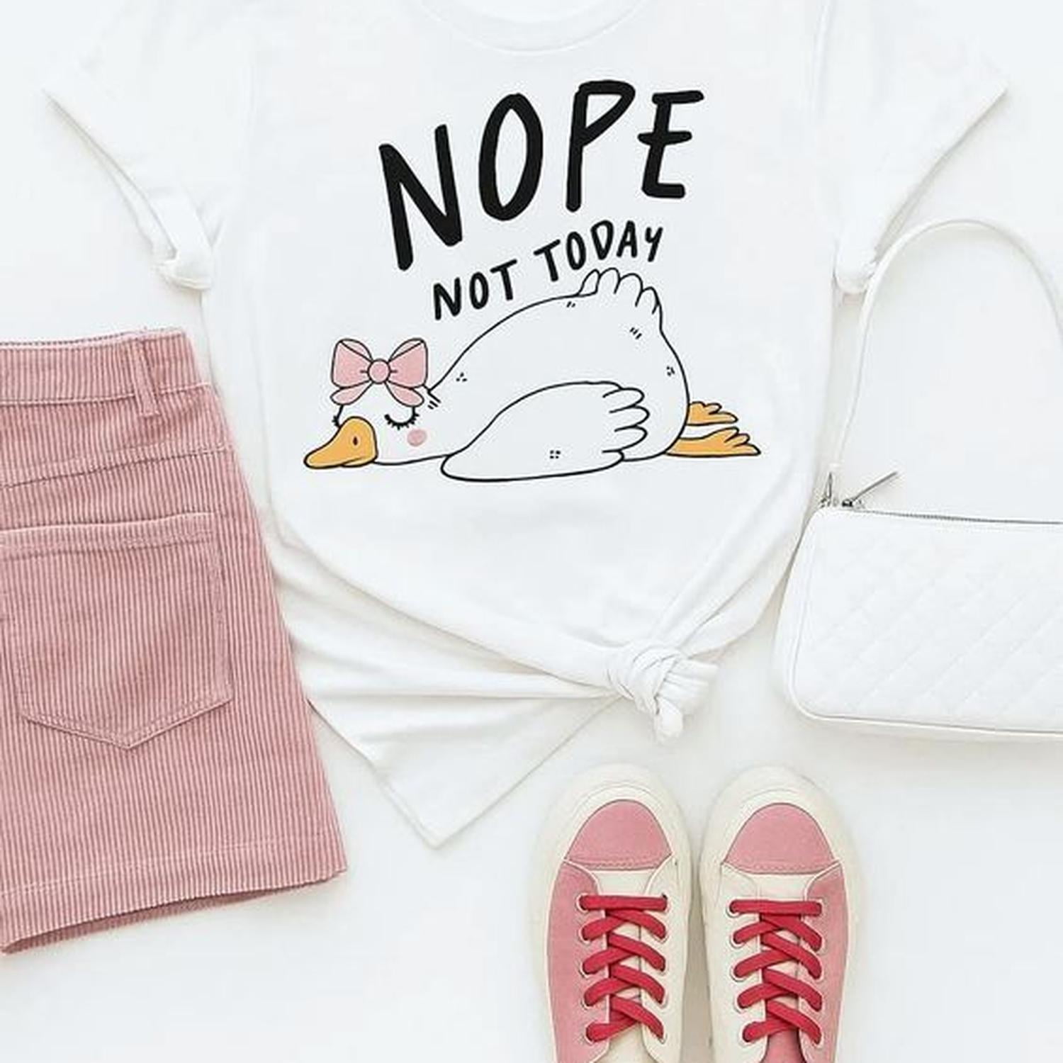 Adorable Nope Not Today Duck Funny Print Tee Design___ - Walmart.com