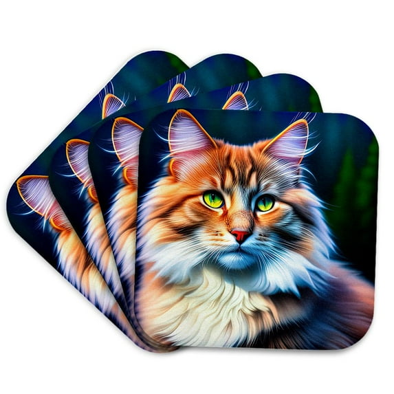 Adorable Norwegian Forest Cat Face On Dark. Cool Digital Art Gift, set ...