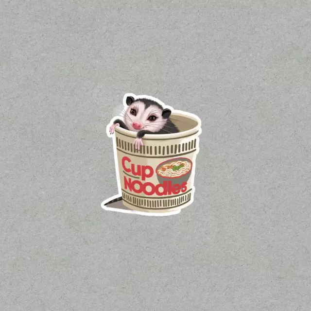 Adorable Opossum In Cup Noodles Vinyl Sticker - Cute Kawaii Animal ...