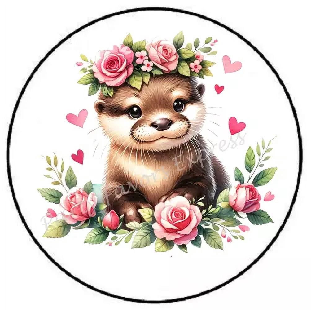 Adorable Otter With Roses Sticker Party Favors Sticker Envelope Seals ...