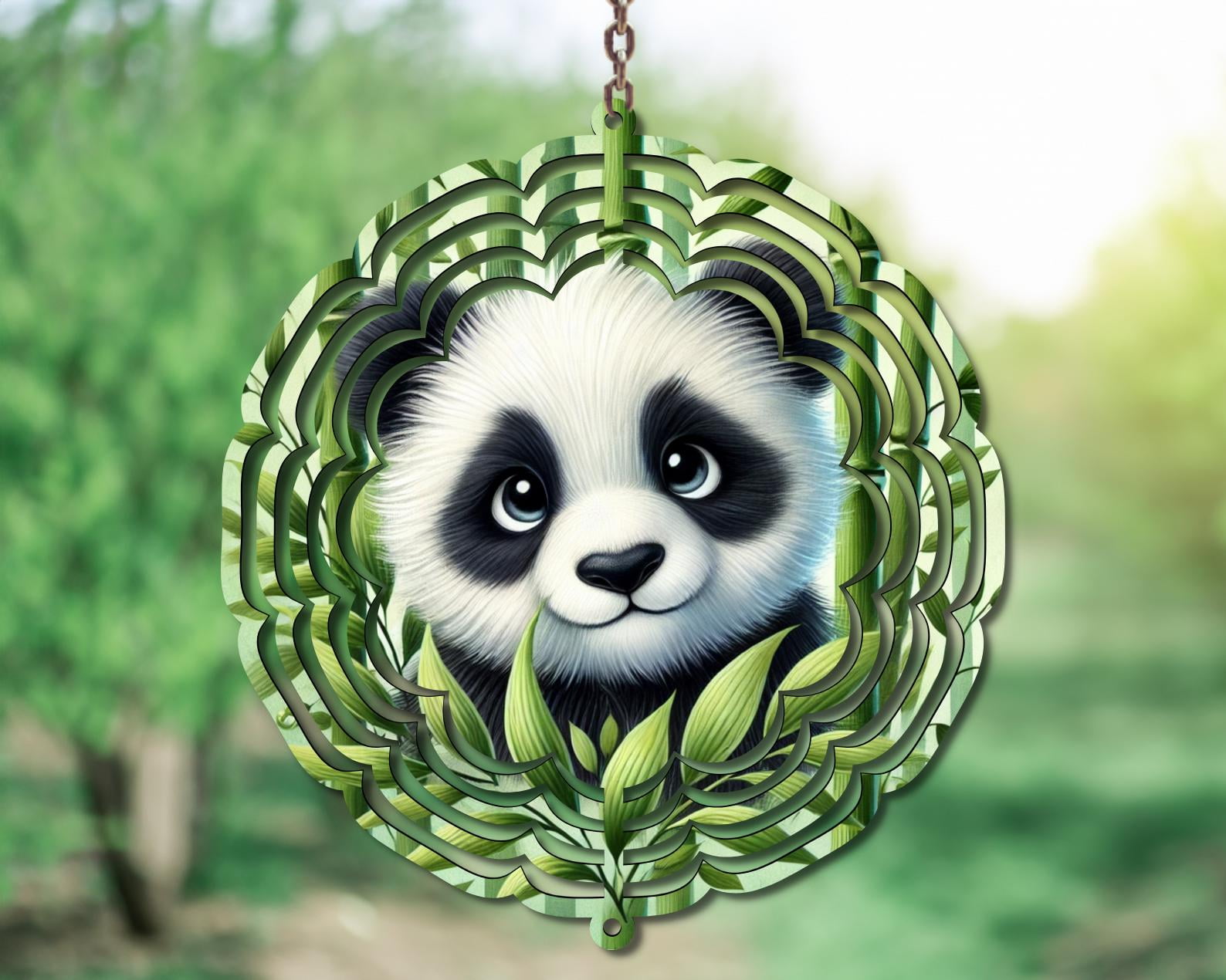 Adorable Panda Bamboo Forest 3D Wind Spinner Kinetic Garden Art ...