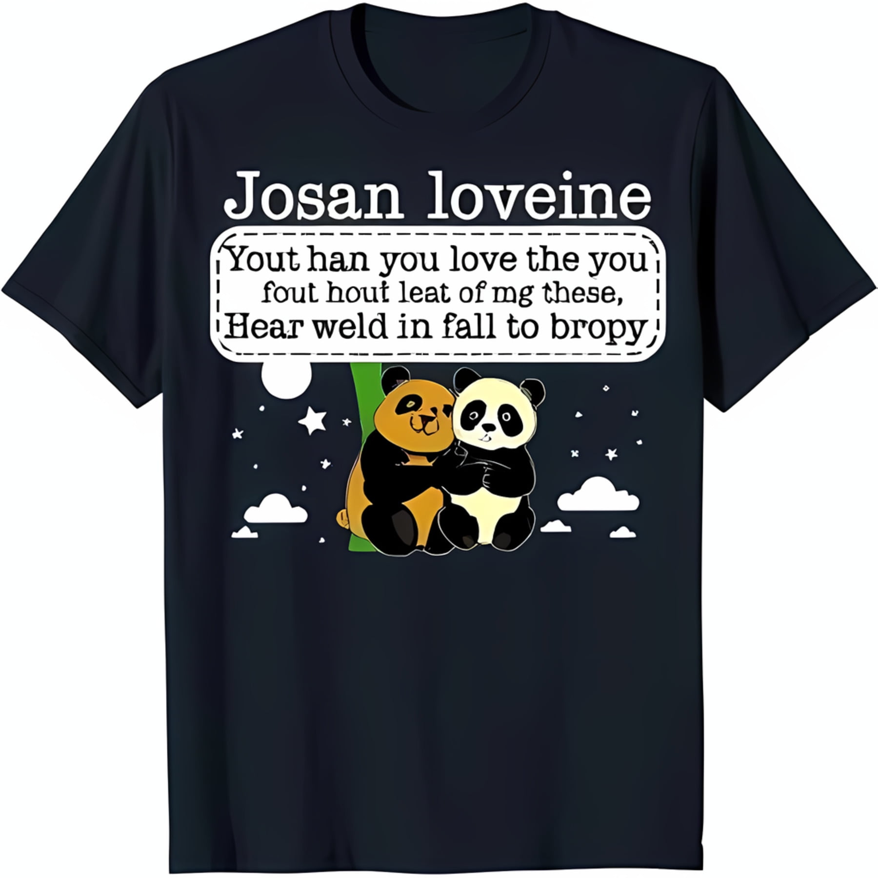 Adorable Panda Graphic Tee Dark Blue T-Shirt with Whimsical Design ...