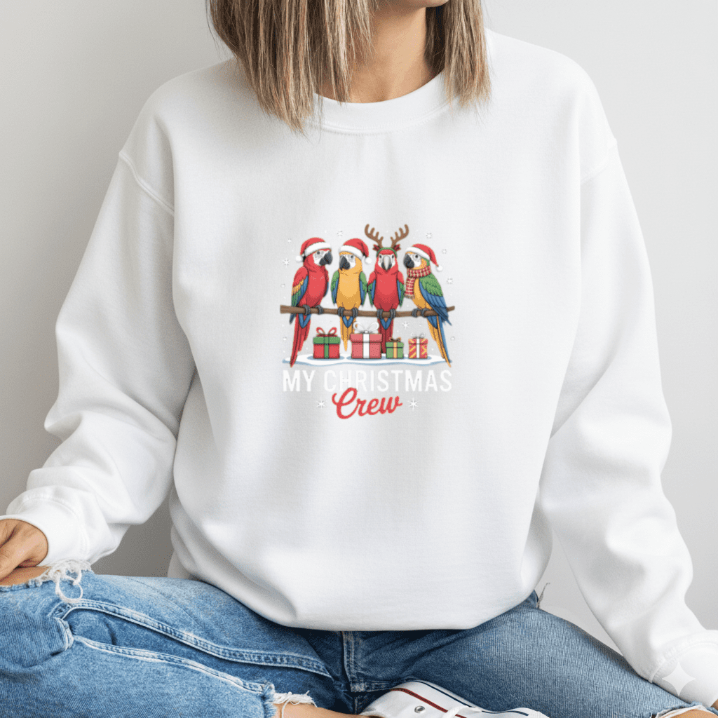 Adorable Parrot Crew Funny Bird Lover Holiday Group Cheer Sweatshirt ...