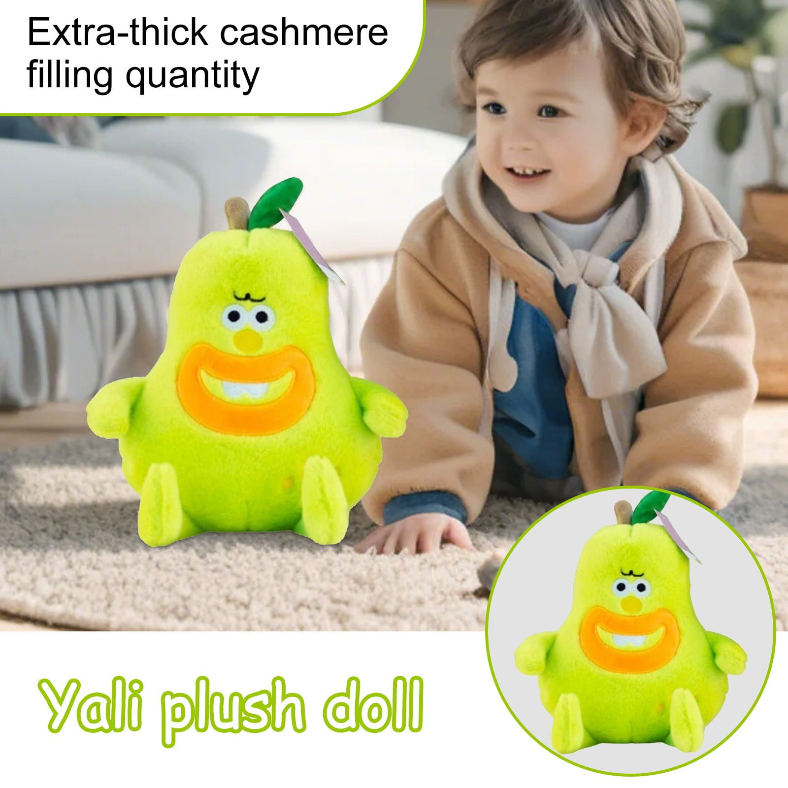 Adorable Pear-Shaped Plush Toy with Smiling Face Soft, Huggable ...