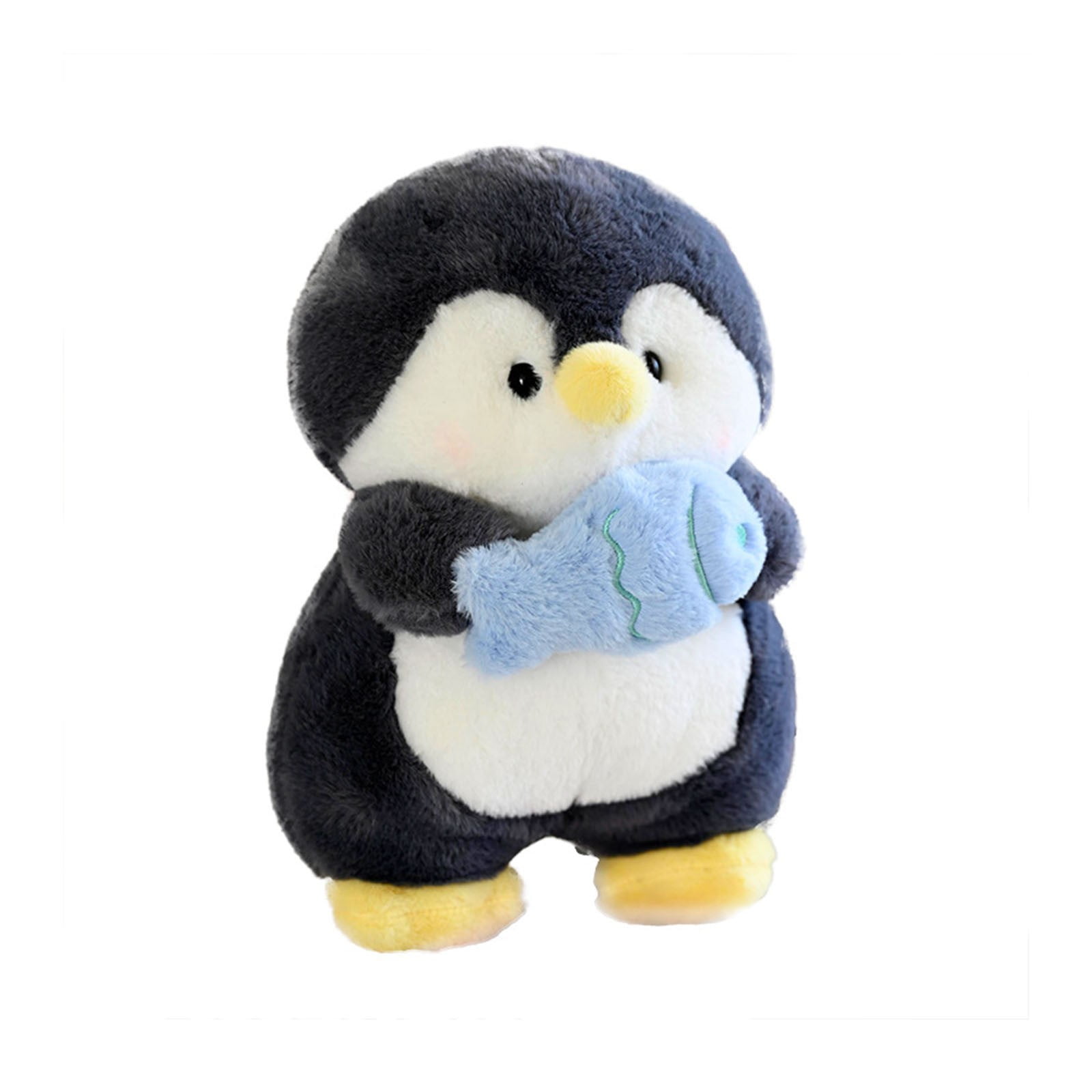 Adorable Penguin Plush Toy with Blue Fish, Soft Stuffed Animal for Kids ...