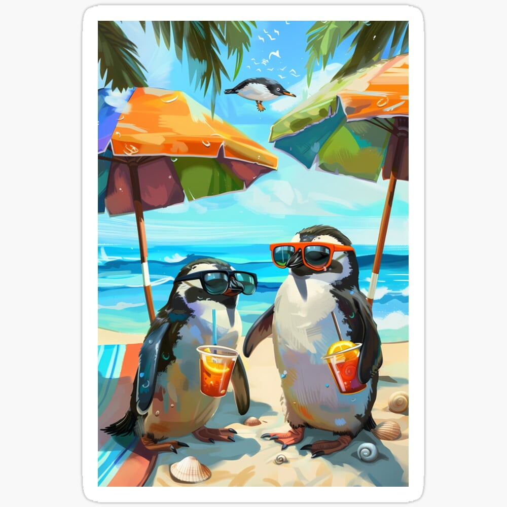 Adorable Penguins At The Beach Sticker Kir-5802 - Walmart.com