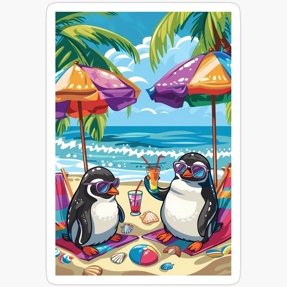 Adorable Penguins At The Beach Sticker Kir-5806 - Walmart.com