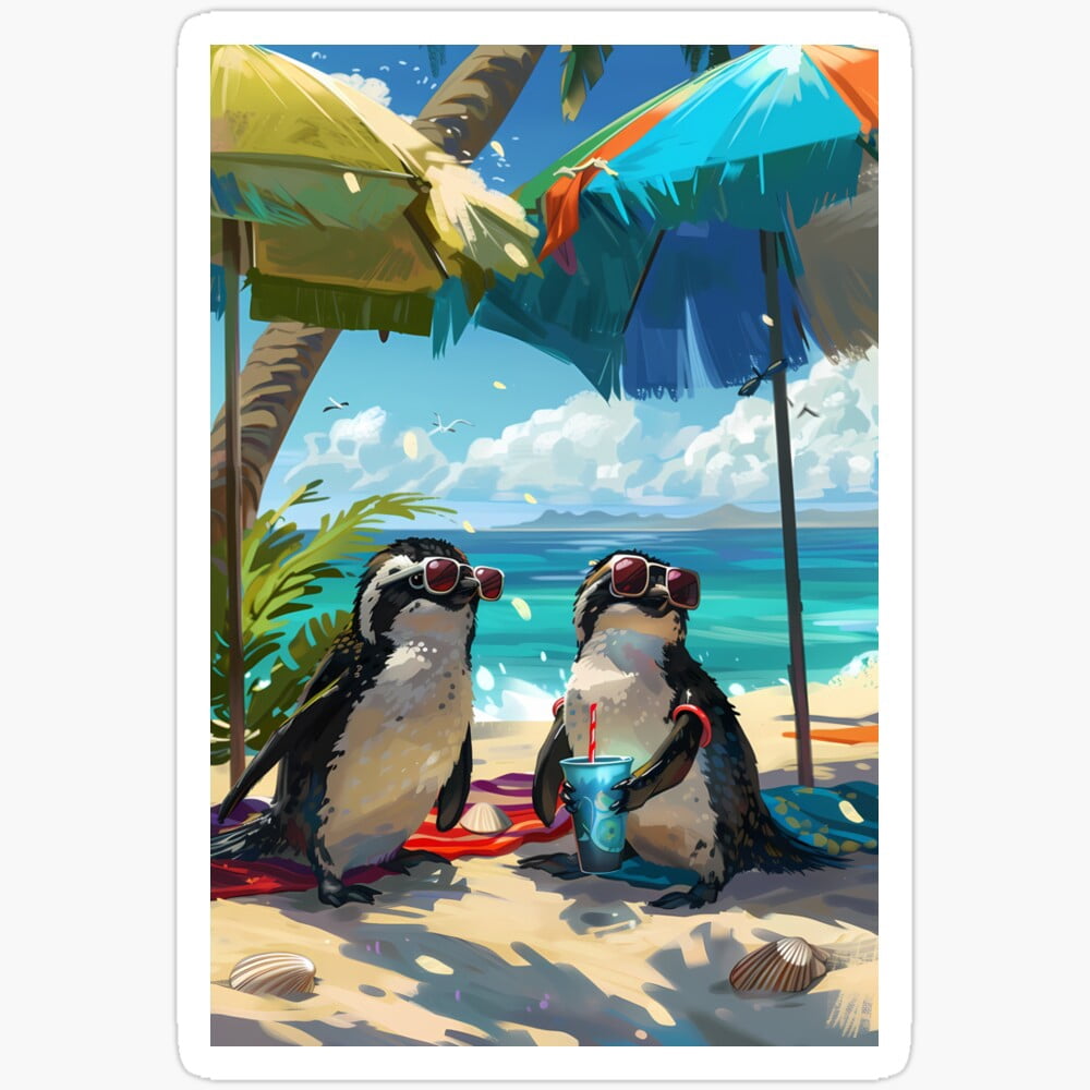 Adorable Penguins At The Beach Sticker Kir-5808 - Walmart.com