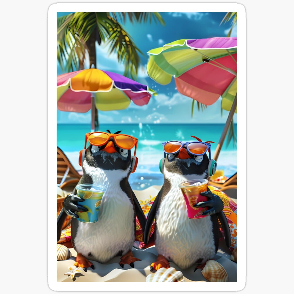 Adorable Penguins At The Beach Sticker Kir-5809 - Walmart.com