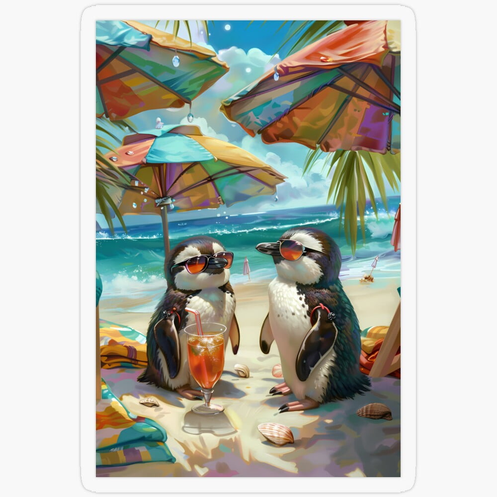 Adorable Penguins At The Beach Sticker Kir-5811 - Walmart.com