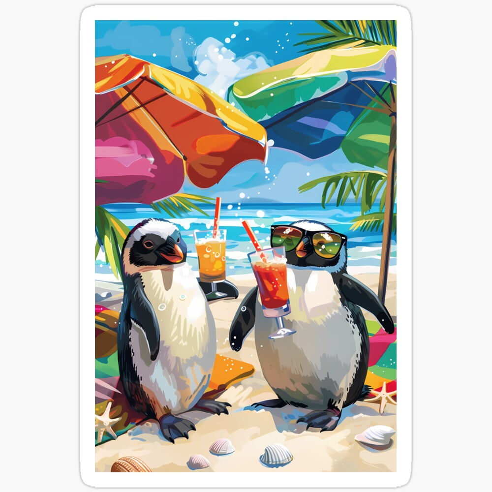 Adorable Penguins At The Beach Sticker Kir-5816 - Walmart.com